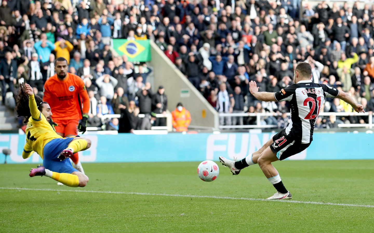 Jamie Reuben celebrates Newcastle's win over Brighton